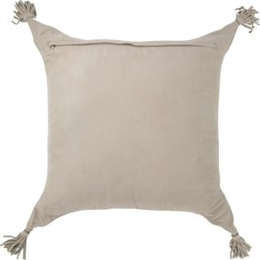 Šedý kožený polštář se střapci Tasse - 45*8*45 cm