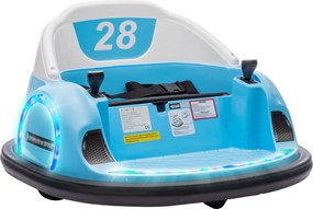AIYAPLAY Autodráha, 360° rotace, rychlost 2 km/h, bezpečnostní pás, LED světla, hudba a klakson, modrá