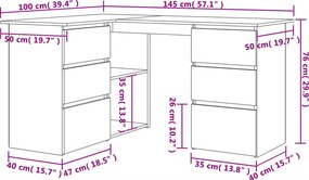 vidaXL Rohový psací stůl 145 x 100 x 76 cm dřevotříska [801092] Barva: dub sonoma