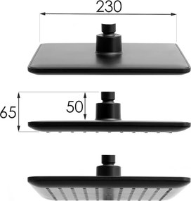 Erga Bodo Therm, sprchová souprava s termostatickou baterií a dešťovou hlavicí 23x23cm, černá matná, ERG-YKA-BP.BODO-THERM-23-BLK