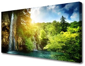 Obraz na plátně Vodopád Stromy Krajina 100x50 cm