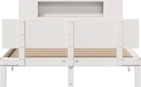 Postel s knihovnou bez matrace bílá 150x200 cm masivní borovice 3322635