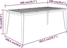 vidaXL Zahradní stůl 200 x 100 x 75 cm masivní akáciové dřevo [310304]