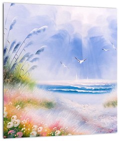 Obraz - Romantická pláž, olejomalba (30x30 cm)