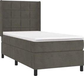 Box spring postel s matrací tmavě šedá 80 x 200 cm samet 3132646