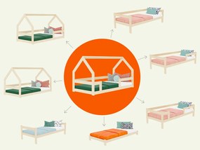 Benlemi Nízká postel domeček SAFE 8v1 ze dřeva se zábranou Zvolte barvu: Cihlová, Zvolte rozměr: 90x190 cm, Zvolte zábranu: S otevřeným vstupem