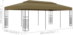 Zahradní altán 6 x 3 x 2,7 m taupe 180 g/m² 312230
