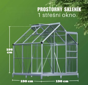 Zahradní skleník Dyer se základnou 190x195 cm stříbrný
