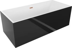 Mexen Vigo, volně stojící vana 178,5 x 80 cm, bílá-černá, měděný přepad, 51251788075-65