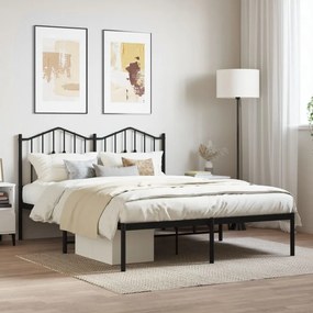 Kovový rám postele s čelem černý 140 x 190 cm