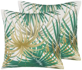 Sada 2 venkovních polštářů palmový motiv 45 x 45 cm vícebarevná GAIANA Beliani