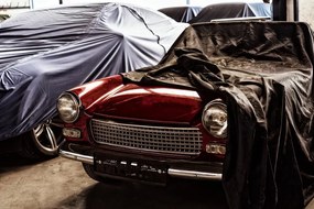 Vícedílný obraz Italské Retro Auto Potažené Látkou Nedostatek Nedostatek Plátno Canvas 180x120