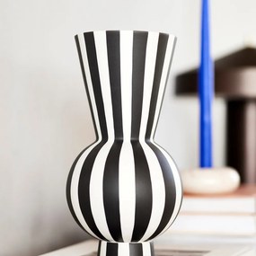 Bílá/černá ručně vyrobená váza z kameniny (výška 28 cm) Toppu – OYOY Living Design