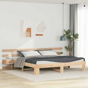 Rám postele s čelo Hnědá 200 x 200 cm Masivní borové dřevo 3385676