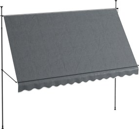 Manuální zatahovací markýza Outsunny 3,5x1,2 m venkovní sluneční stín s nastavitelnou výškou a klikou 210-300 cm bez vrtání UV30+ ochrana pro balkon a