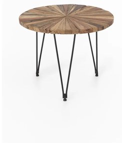 Kulatý stolek z masivu a kovu Candi