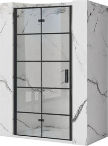 Rea Molier, skládací sprchové dveře 90x190cm do otvoru, 6mm čiré sklo, černý profil, KPL-K1538