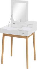 HOMCOM Toaletní Stůl s Zrcadlem Moderní Styl - 2 Zásuvky, Sklopné Zrcadlo do Ložnice, Obývacího Pokoje, 60 x 50 x 85,5 cm