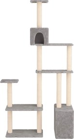 Kočičí strom se škrabacími sloupky sisal Světle šedá 177,5 cm 172390