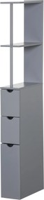 HOMCOM Moderní sloupcový koupelnový kabinet s 2 policemi, 2 zásuvkami a 1 bezpečnostním dvířkami 15x33x136,5 cm Šedý | Aosom