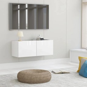 TV stolek bílý s vysokým leskem 80 x 30 x 30 cm dřevotříska - Default Title
