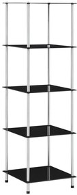 5patrová police černá 40 × 40 × 130 cm tvrzené sklo 249511