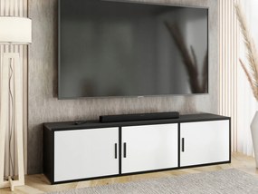 TV skříňka ROJO 3 černý + bílý uzavřená TV skříňka s policí