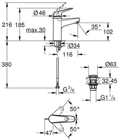 GROHE 24327001 - Umyvadlová baterie SWIFT velikost M lesklý chrom