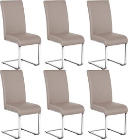 Sada 6 ks – Jídelní židle Yaheetech – bílá, umělá kůže (253663748743)