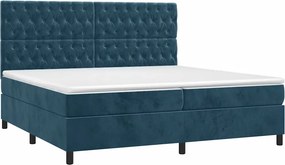 Box spring postel s matrací a LED tmavě modrá 200x200 cm samet 3136327