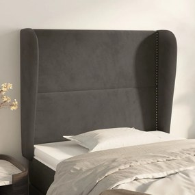 Čelo postele typu ušák tmavě šedé 103x23x118/128 cm samet 3117859