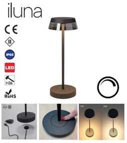 Redo 90312 - LED Stmívatelná stolní lampa ILUNA LED/2,5W/5V 3000 mAh IP65 černá