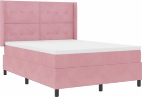 Postel s boxspringem s čelo Růžová 160 x 200 cm samet 3342019