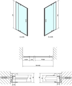 Polysan Easy Line 76 - 90 cm EL1638 sprchové dveře