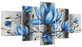 Obraz modrých květů (150x80 cm)