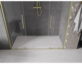 Mexen Velar Duo, posuvné dveře do otvoru 200x200 cm, 8mm čiré sklo, zlatá matná, 871-200-000-02-55