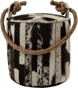 Zarážka ke dveřím patchwork z hovězí kůže černobílá – 20*20*20 cm