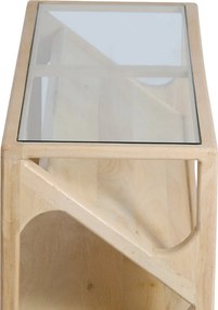 Konzolový stolek se skleněnou deskou ve světle přírodní barvě 41x119 cm Yuki – Light &amp; Living