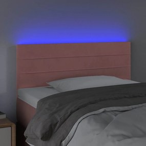 Čelo postele s LED růžové 100x5x78/88 cm samet 3121799