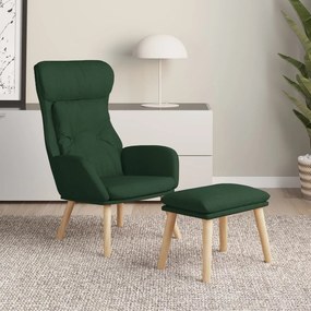 Relaxační křeslo s podnožkou tmavě zelené textil 3097755