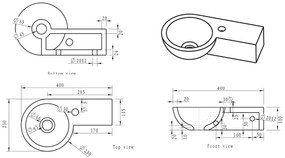 Sapho, BLOK kamenné umyvadlo 40x10x23 cm, černý Antracit, 2401-32