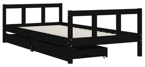 Dětská postel se zásuvkami černá 90x190 cm masivní borové dřevo - Default Title