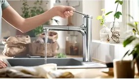 Hansgrohe - Dřezová baterie 150, s výsuvnou sprškou, sBox lite, chrom