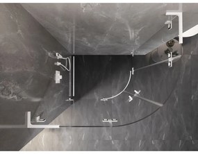 Mexen Lunar, L půlkruhový sprchový kout naklápěcí doleva 100 x 80 cm, 8mm čiré sklo, bílý profil, 833L-100L-080P-20-00
