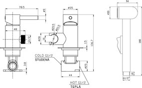 Aqualine Aqualine, Podomítková bidetova baterie se Stop sprškou, hadice 1,2m, kulatá, chrom, SK302