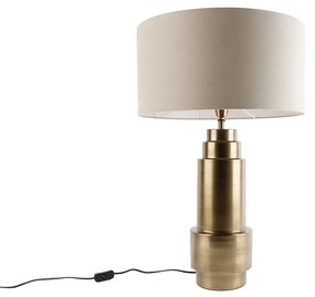 Stolní lampa bronzová s plátěným stínítkem světle hnědým 50 cm - Bruut