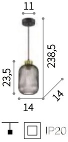 Ideal Lux Závěsné svítidlo MINT-1 SP1, ø 14 cm Barva: Šedá