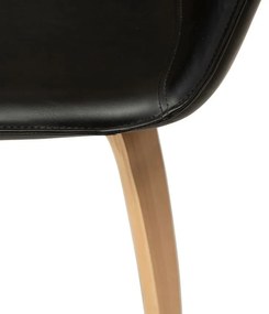​​​​​Dan-Form Černá koženková jídelní židle DAN-FORM Glee s dubovou podnoží