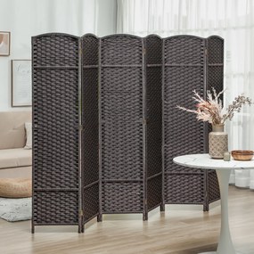 HOMCOM 6-panelový skládací paravan 240x170 cm pro obývací pokoj, ložnici a kancelář, hnědý