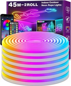 Led pásek Neon 45 m Letianpai Rgb IP65 flexibilní ovládání pro venkovní použití